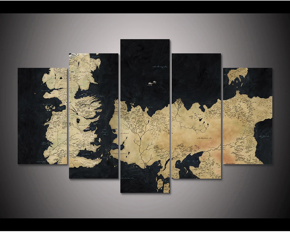 Framed HD Print 5pcs Game of Thrones canvas wall art Painting modern ...