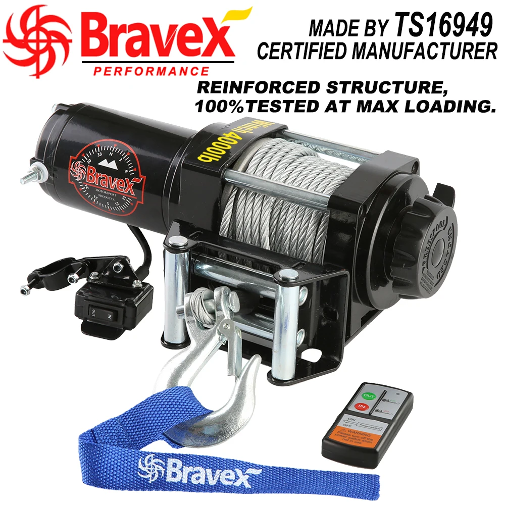 Bravex ATV UTV Winch 4000LBS/1815KGS Wireless handheld remote and ...