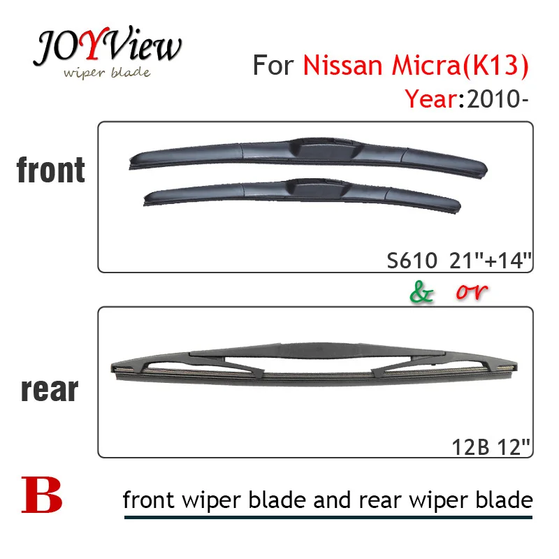 Front Wiper S610 21 14 12b Rear Blade Fit Nissan K13 10- 12 - AliExpress