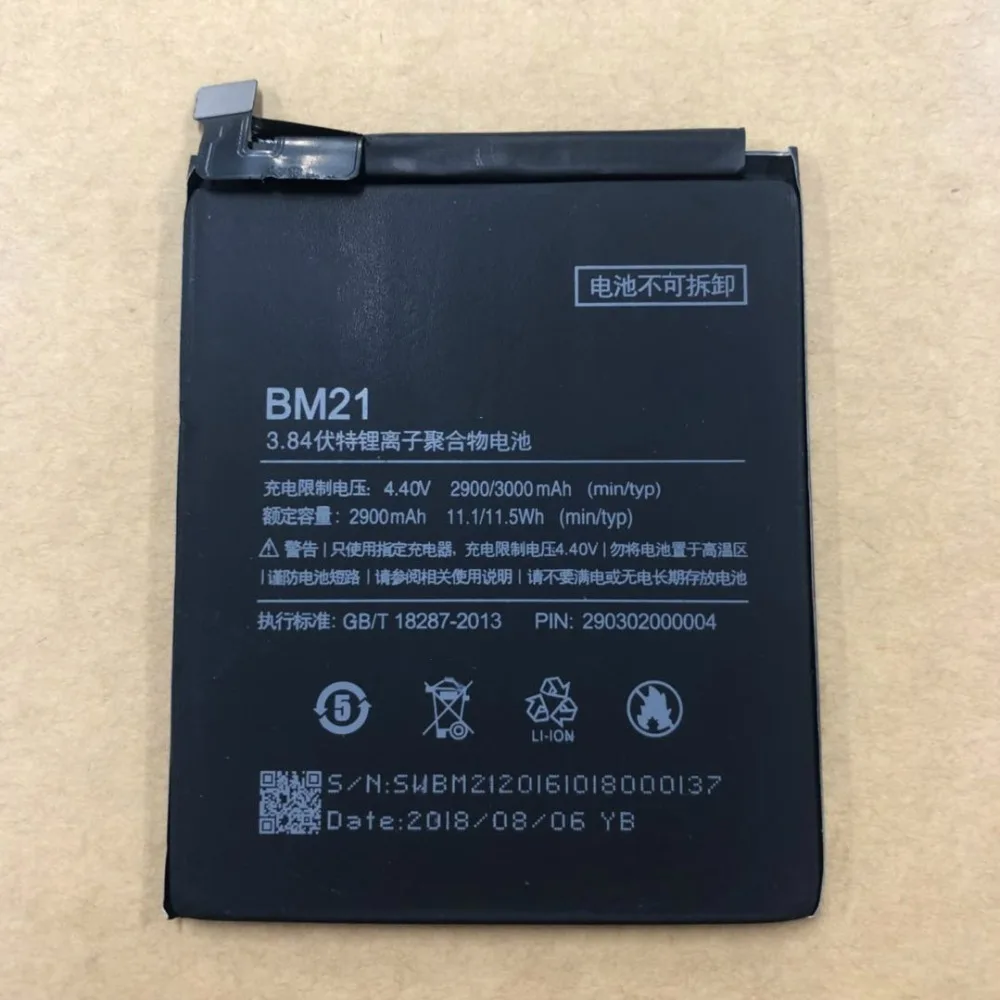 NEW For Xiaomi Mi Note Battery BM21 2900mAh Bateria Accumulator High ...