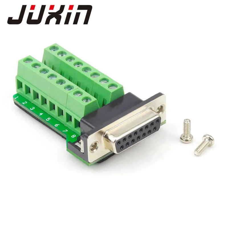 DB15 Connectors D SUB15 Male 2 Row 15 Pin Plug Breakout Terminals Board ...