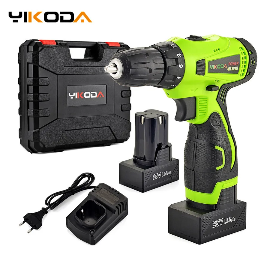 25v Electric Drill Lithium Battery 2 Cordless Drill Double Speed