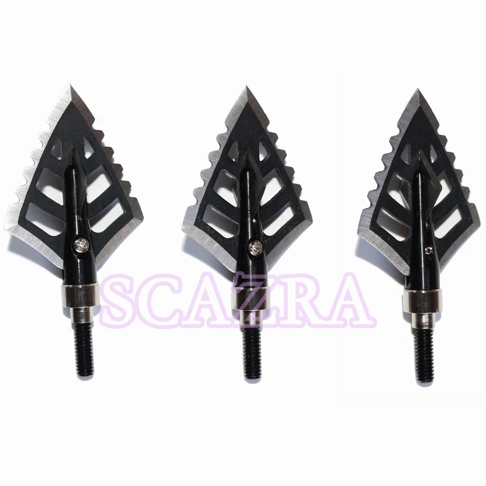 3pcs 125 Grain Black Serrated Broadheads 4 Blade Arrowhead Hunting ...