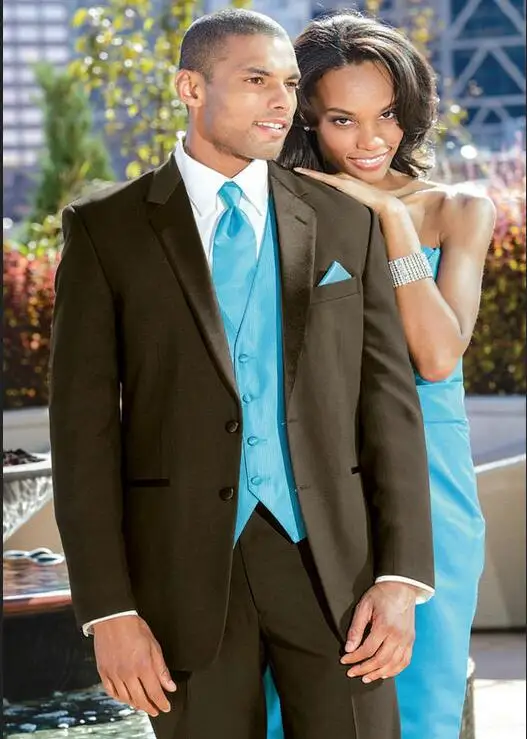 2017 Custom Made Brown Groom Tuxedos Groomsmen Men Wedding Tuxedos Prom