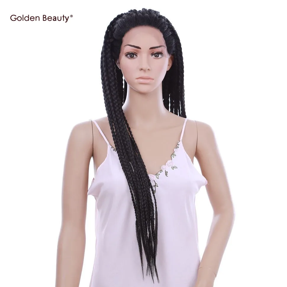 30inch Black Box Braid Wig Long African American Braided Wigs Synthetic