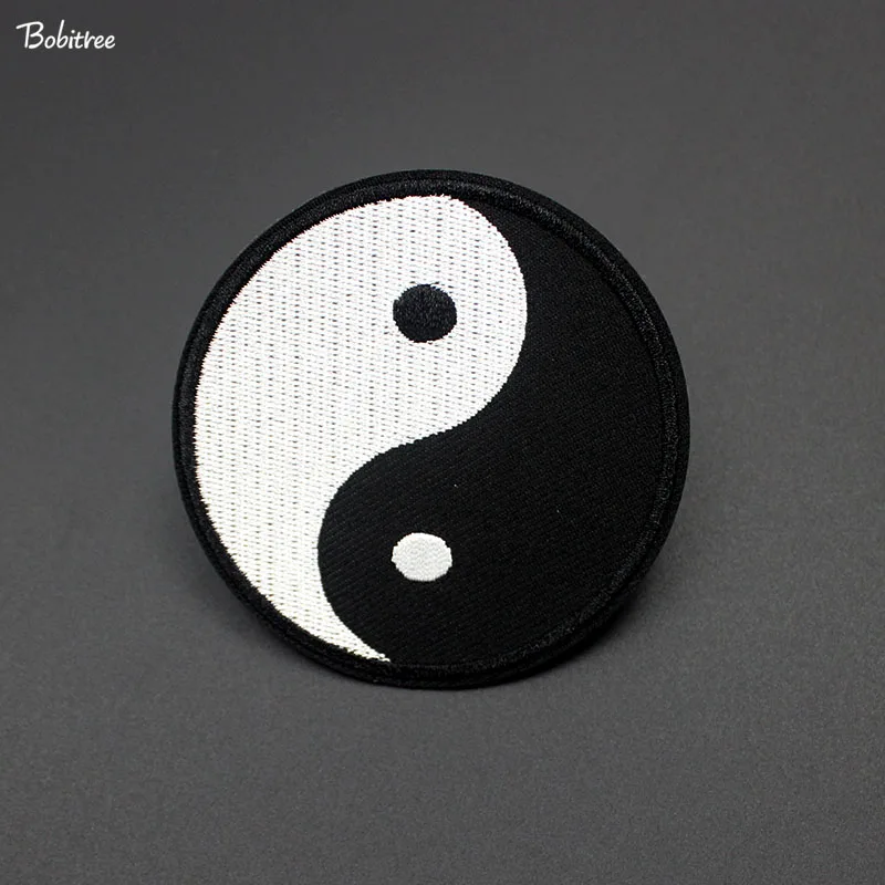 Chinese-Tai-Chi-Icons-Clothes-Patches-Black-White-Embroidered-Badges ...