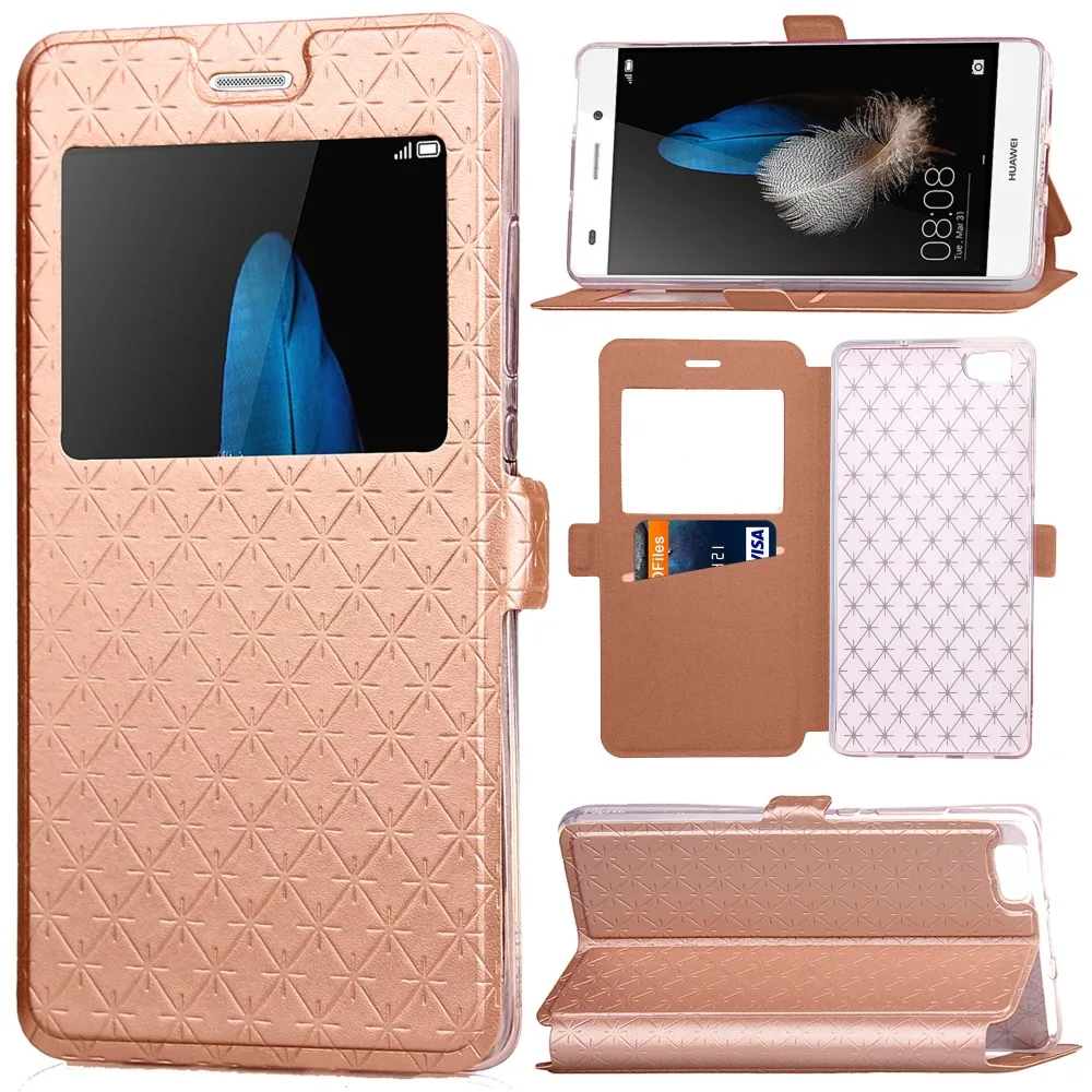 Longo Steven] Para Huawei P8 Caso Lite Visão Única Janela Treliça ...