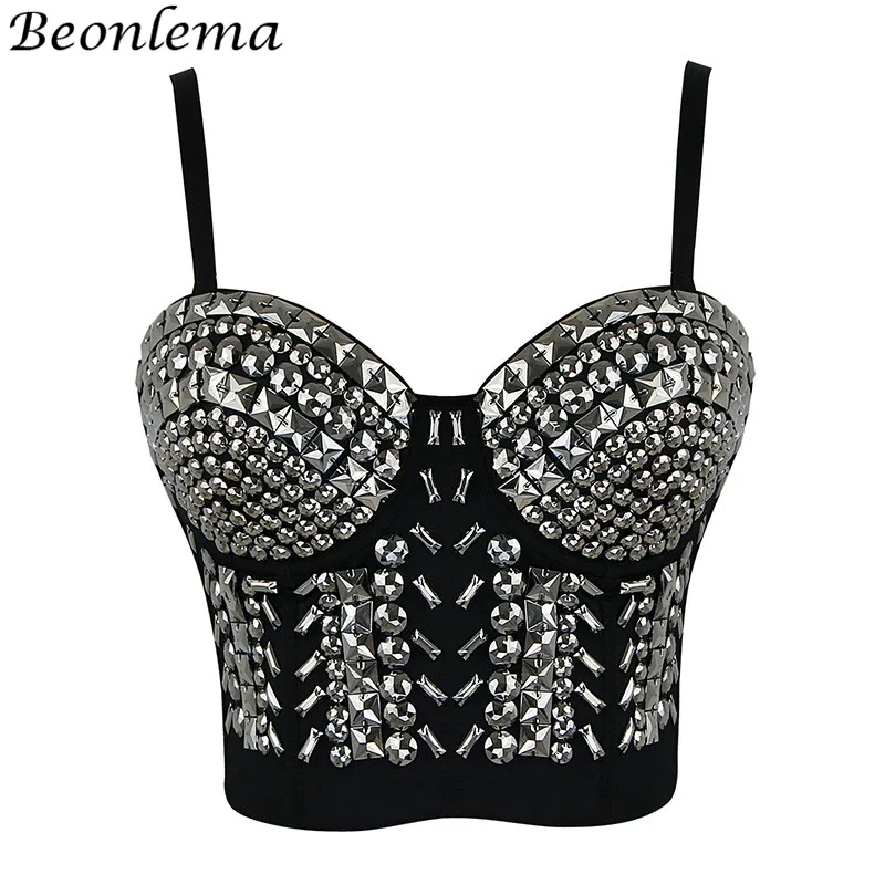 BEONLEMA-Steampunk-Corsetto-Sexy-Oro-Argento-Spike-Bra-Punk-di-Goth ...