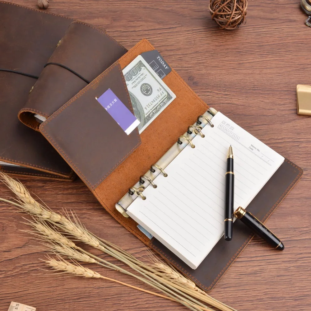 100 Genuine Leather Spiral Ring Binder Notebook Loose Leaf Handmade 100 Genuine Leather Spiral Ring Binder Notebook Loose Leaf Handmade