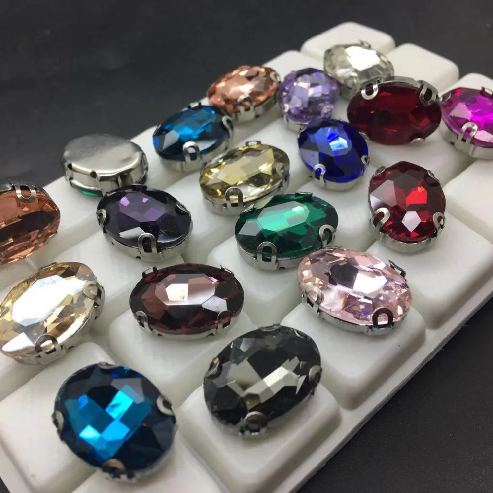 TopStone Oval Sew on D Claw Rhinestones Glass Crystal 8x10 13x18 10x14 ...