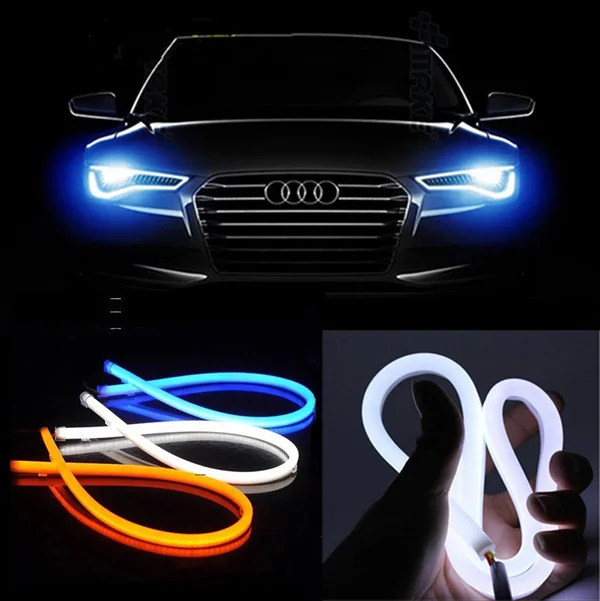 2x85cm Tube Style Soft Guide LED Lamp Indicator Turn Signal Flexible ...