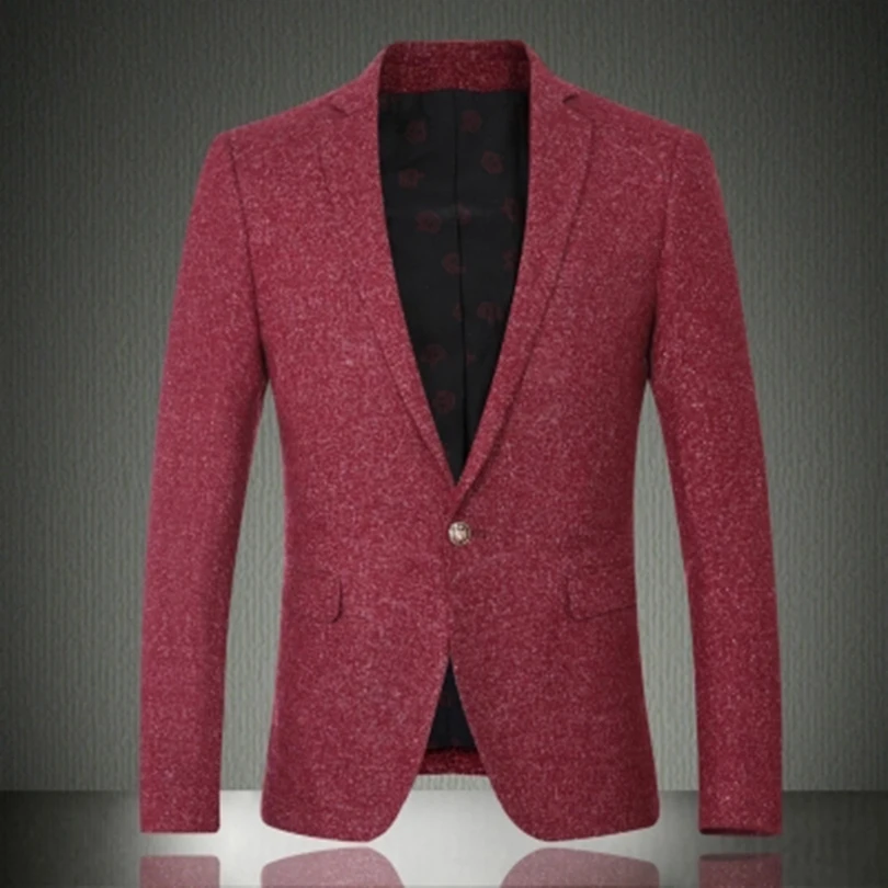 Red Blazer Men 2016 Classic Design Autumn Winter Slim Fit Mens Velvet ...