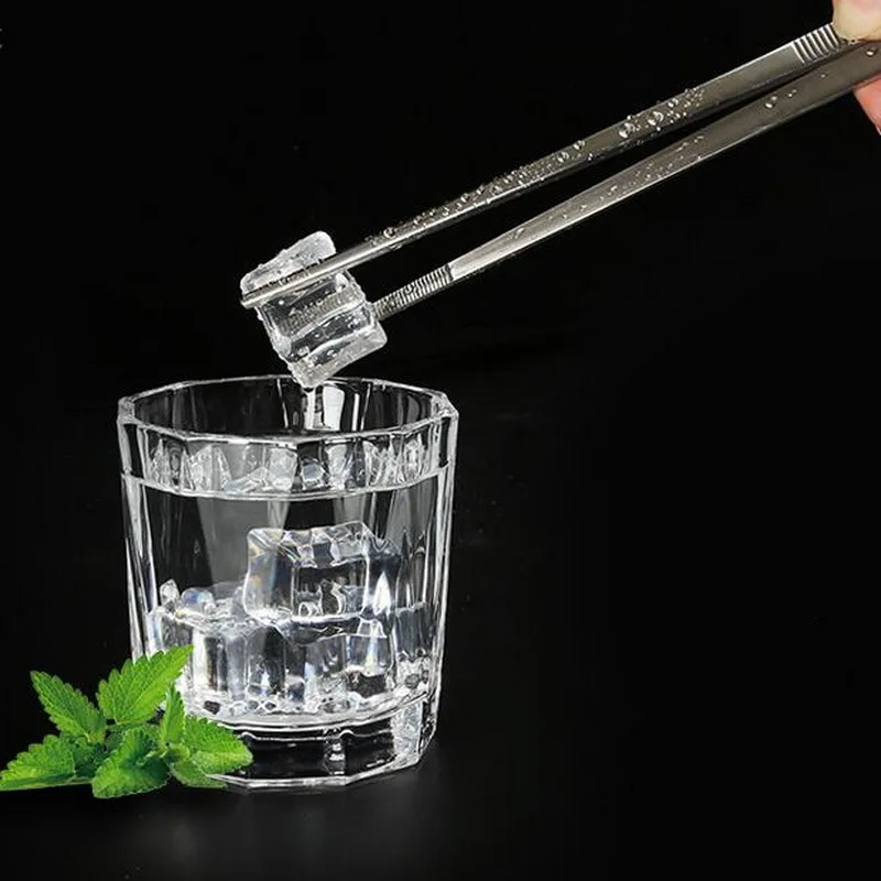 Stainless steel tweezers metal ice clip thin bar cocktail decoration ...