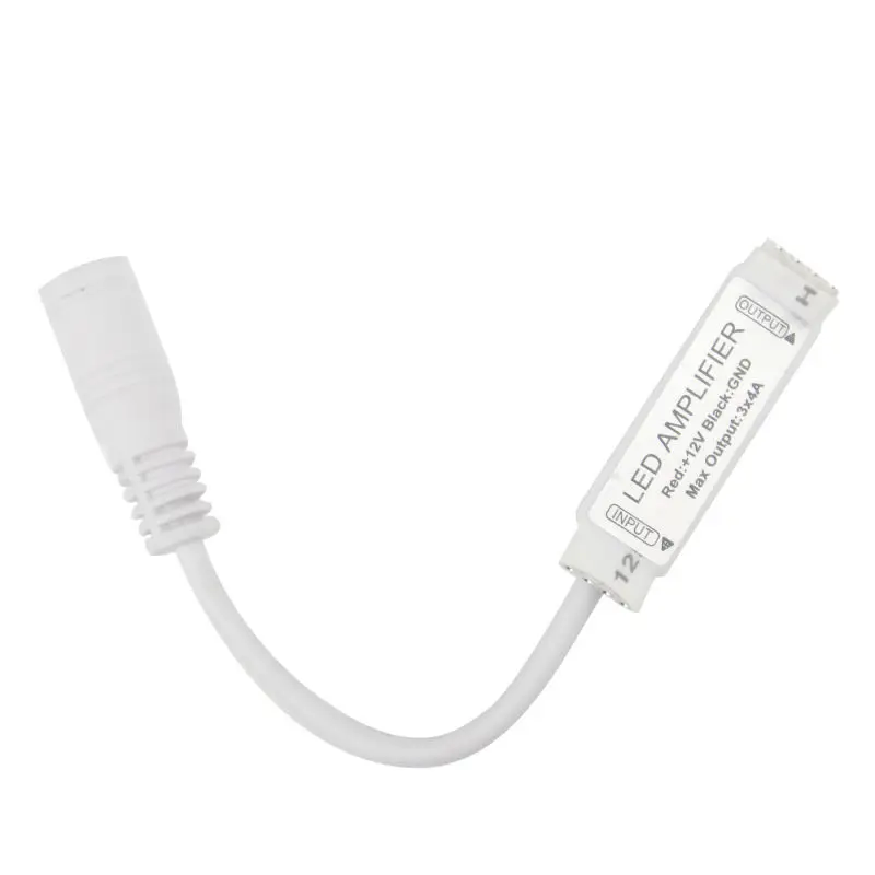 Dc12v mini rgb led amplificador com dc fêmea 4pin plug para 3528 5050 ...