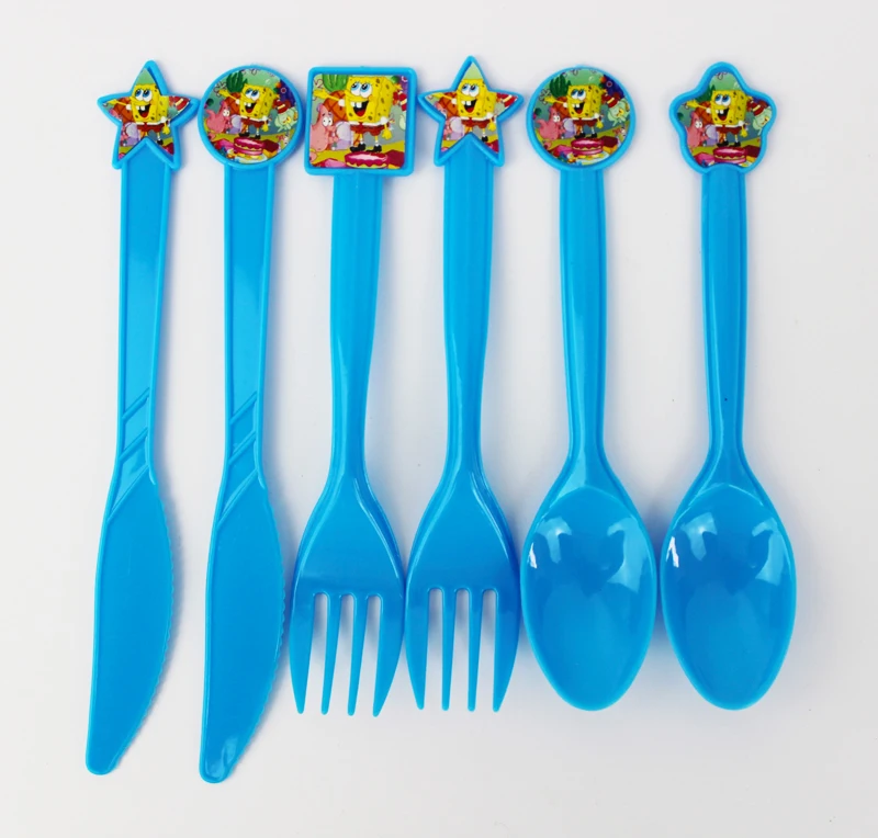 High Quality 36pcs Spongebob Theme Spoon Fork Knife For Kids Birthday ...