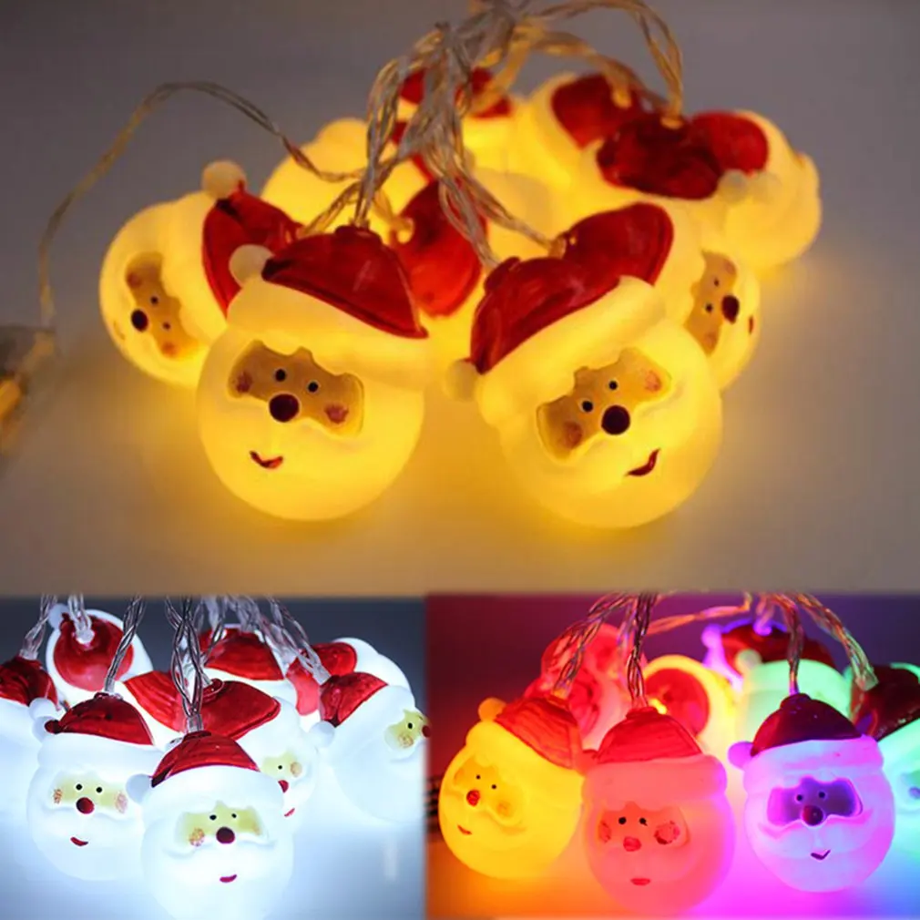 10 LED Battery Powered LED Santa Claus String Lights Christmas Party ...