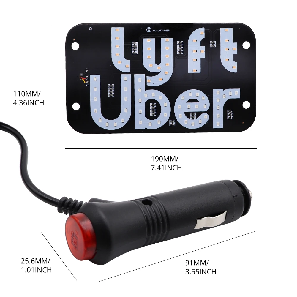 Taxi Lyft Uber Sign LED Panel Light Pink Blue Color Car Indicator Light ...