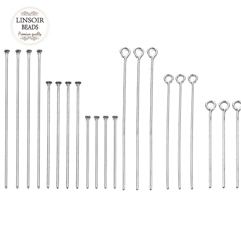 50 100pcs 20 30 40 50 60 70mm Stainless Steel Heads Eye Flat Head Pin ...