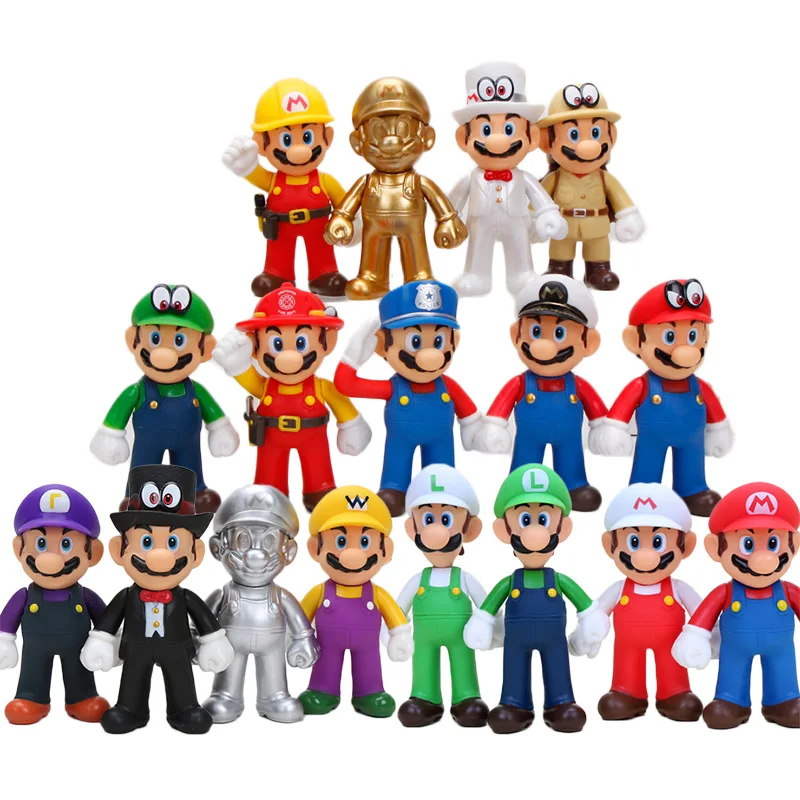 Set Super Mario Bros Luigi Mario Maker Odyssey Pvc Action Figure Toy In Action And Toy Figures