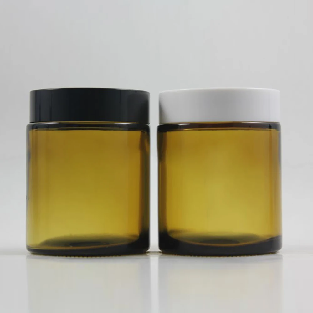25pcs wholesale empty 100g light brown glass cream jar with black or ...