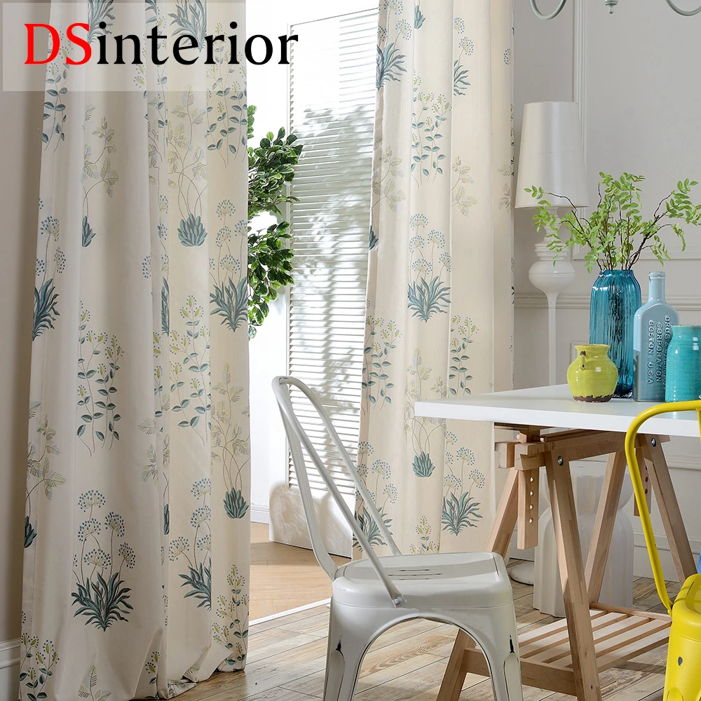 DSinterior natural design polyester cotton printing curtain for living ...