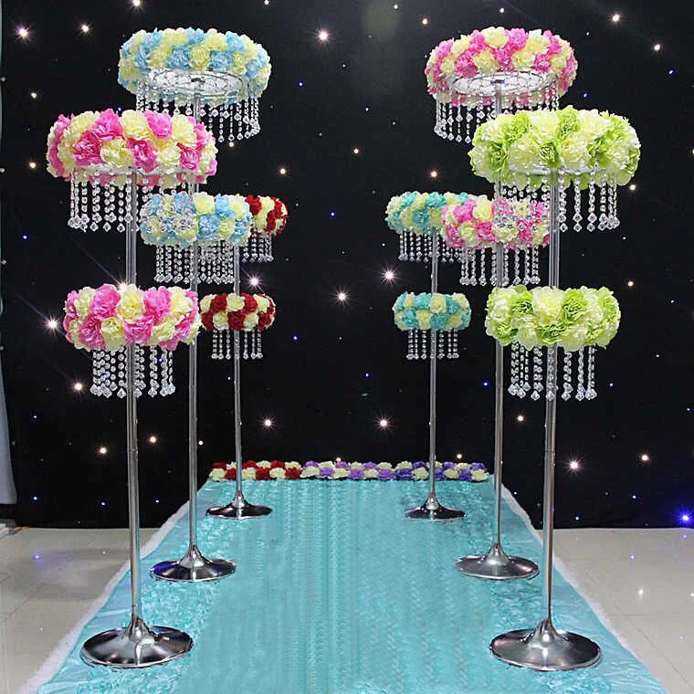 Wedding Crystal Pillar Aisle Flower Stand Wedding Centerpiece 150cm ...
