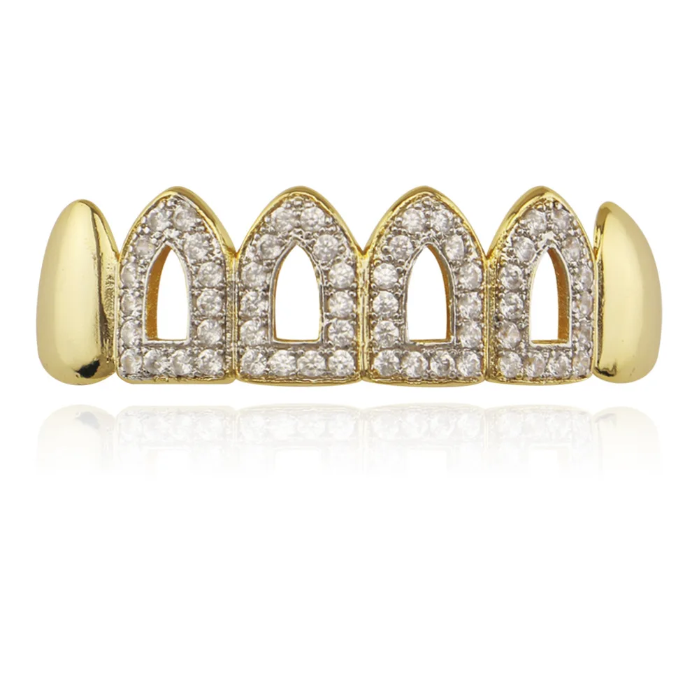Factory Bottom Prijs Goud Kleur Tanden Grillz CZ Verharde Grills Bijoux ...