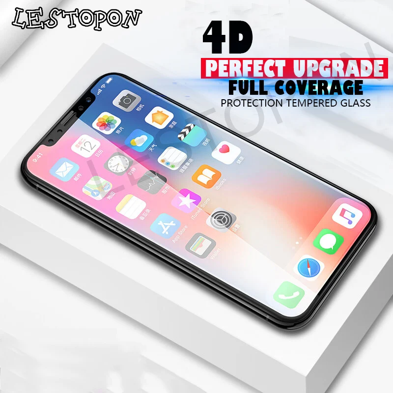 4D Screen Protector Tempered Glass For iPhone X 8 8 plus 3D Edge Full ...