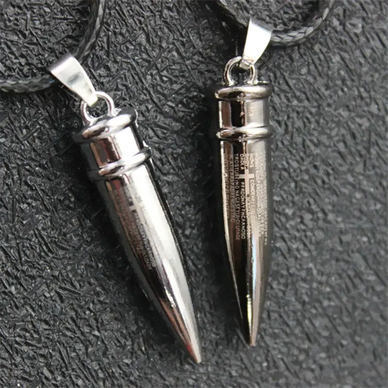 Punk Fashion Brave Men Stainless Steel Bullet Pendant Necklace Men ...