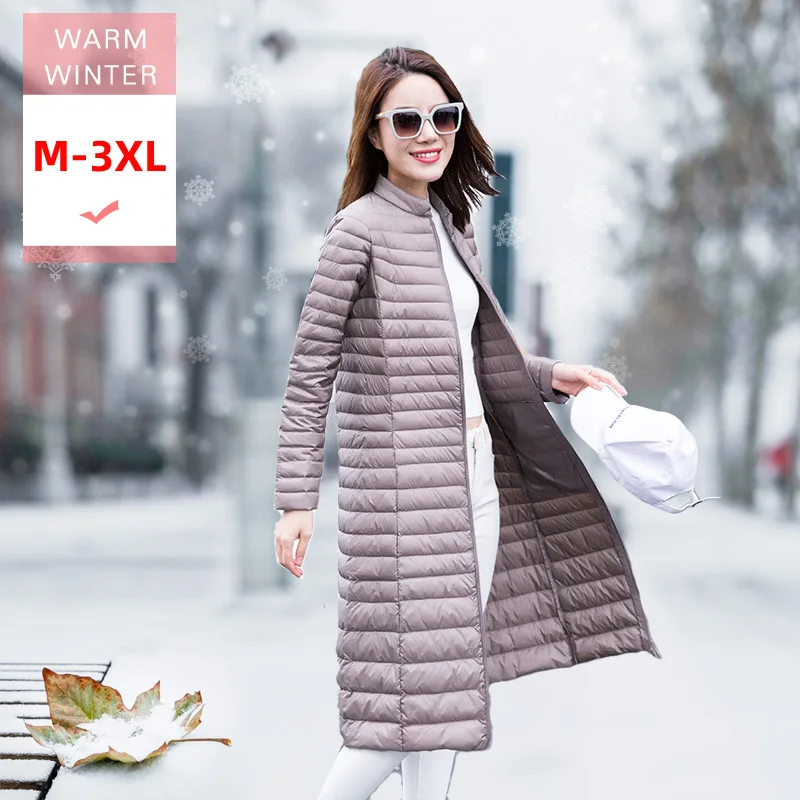 Women X Long Down Slim Jacket Female Ultra Light Stand Collar Warm ...