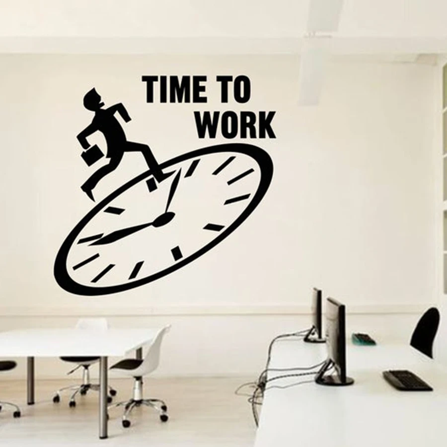Office Wall Decal Idea Teamwork Business Quotes Time To Work Wall Decor ...