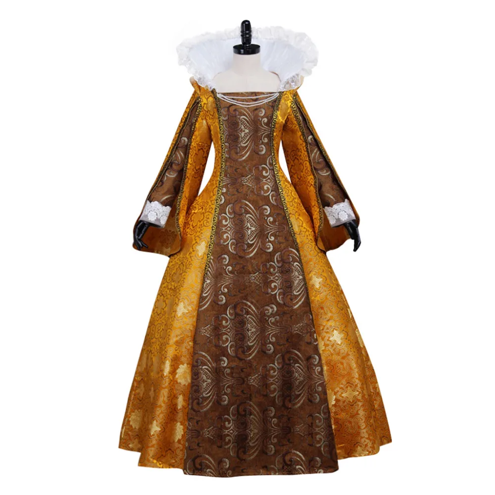 Women's Golden Medieval Renaissance Victorian Evening Dresses Costumes ...
