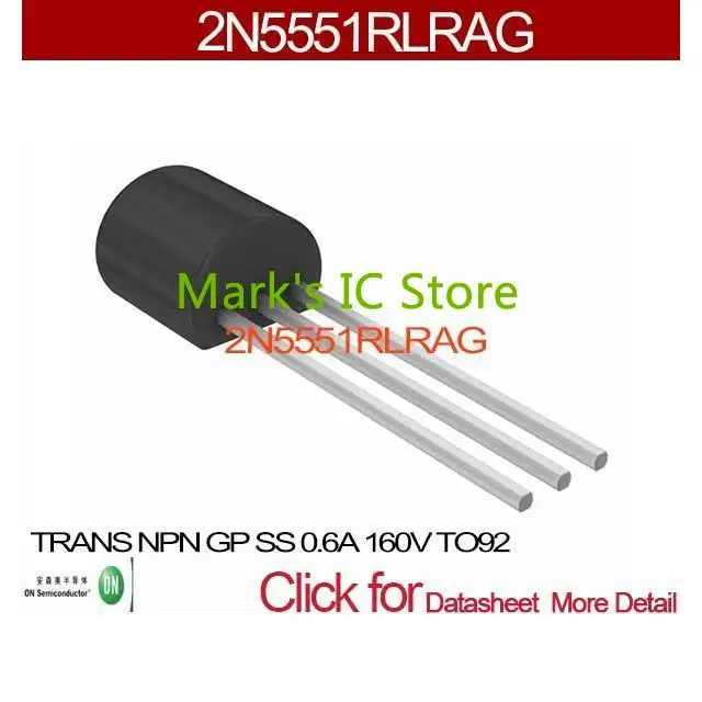 2N5551RLRAG TRANS NPN GP SS 0.6A 160V TO92 2N5551RLR Semiconductor ...