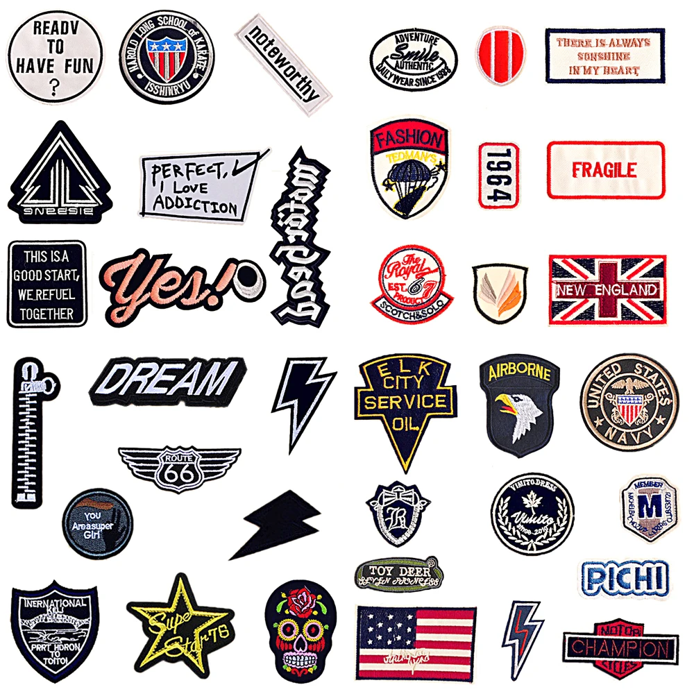 1 PC Words Stripes on Clothes Embroidered Patch Decoration Stickers for ...