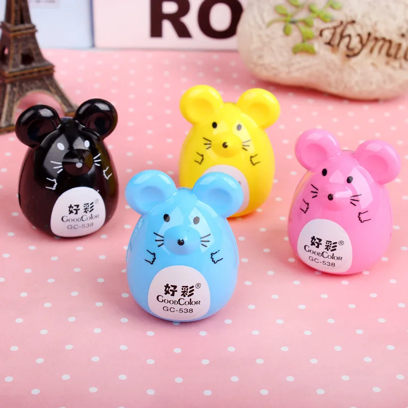 4 Pcs of Cute Rat Mouse Shaped Pencil Sharpener for School Stationery ...