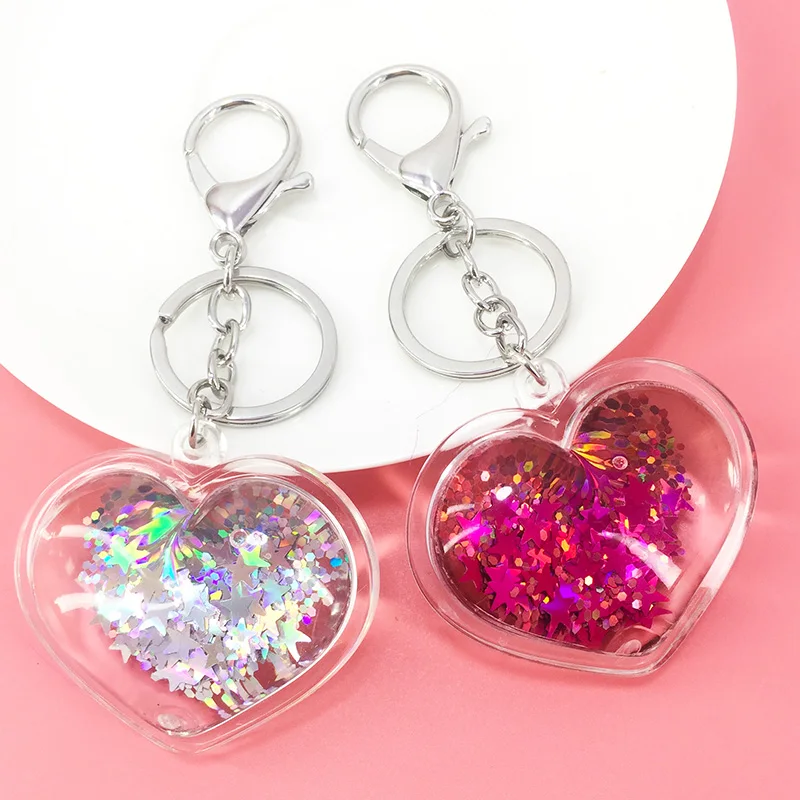 New fashion lovely peach heart key chain pendant acrylic love lady bag ...