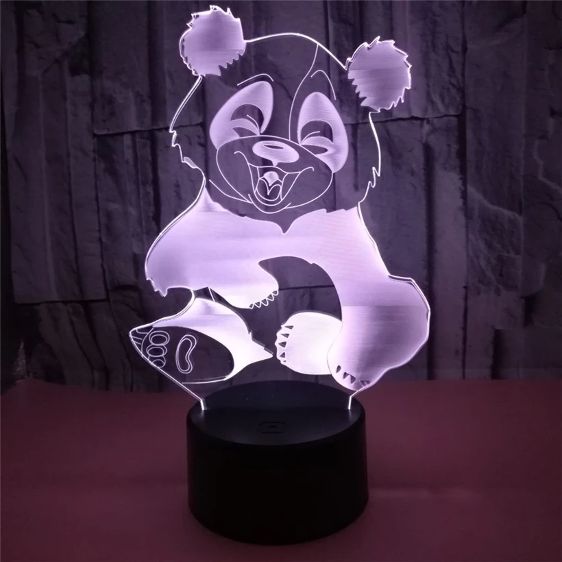 Creative Gift 3D LED Panda Night Light 7 Color Changeable USB Battery ...
