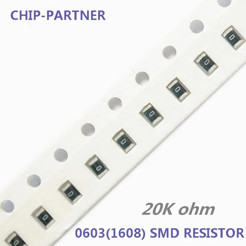 0603 SMD Resistor 20K ohm 5% 1/10W Chip resistor 1608 20K 0.1W 200pcs ...