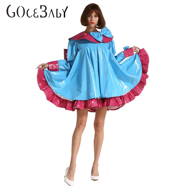 Big Cute Bow Sissy Maid Lockable PVC Dress Costume For Crossdresser ...