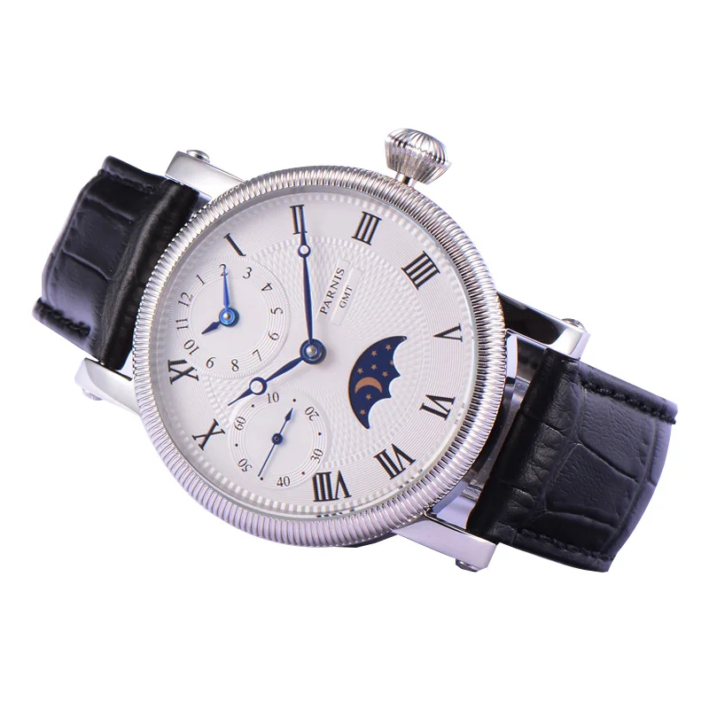 Vintage-Day-Night-Moon-Parnis-43mm-Handwind-Men-Watches-Small-Second ...