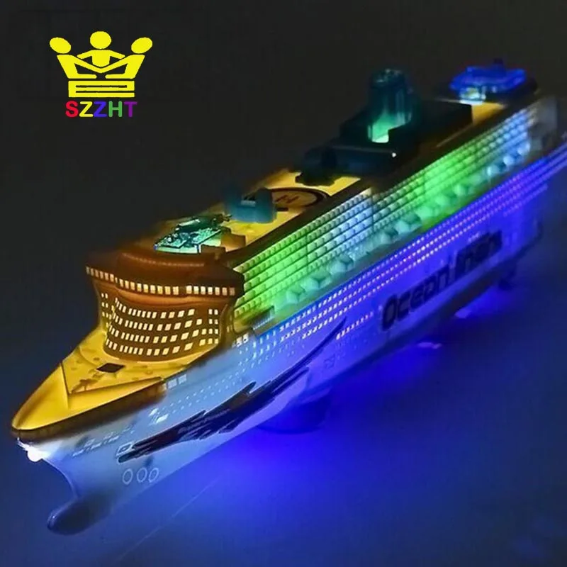 Boat Toys Cruise Ship Model Automatic Ocean Liner with Musical Flashing ...