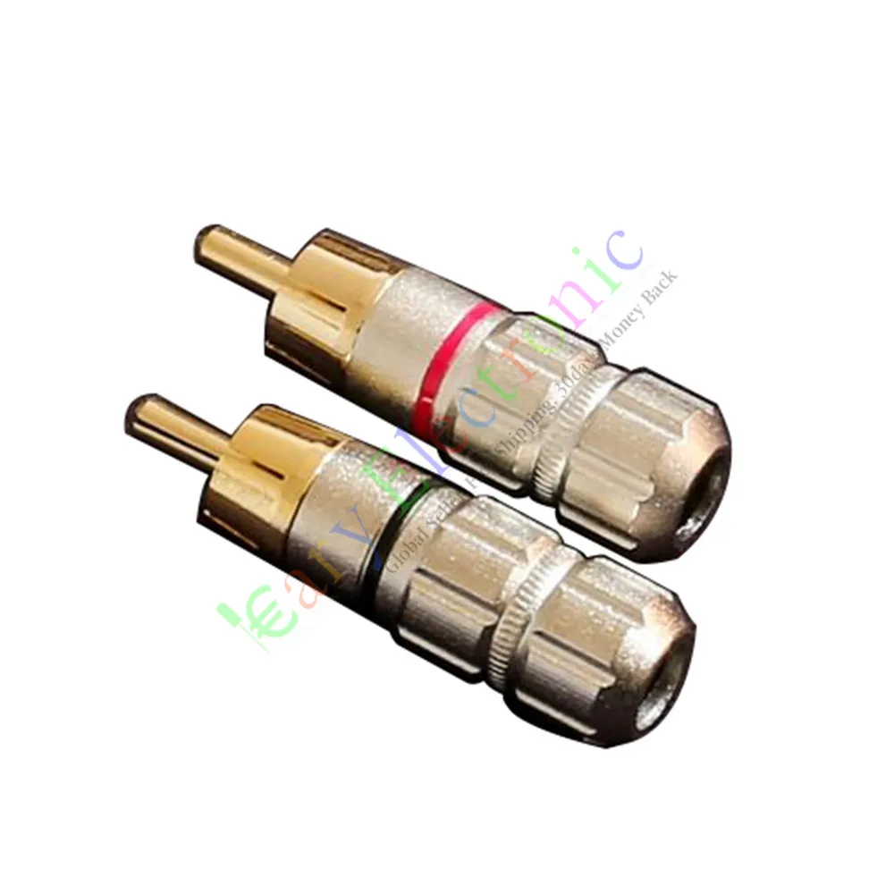 Wholesale and retail 50pc Gold Plated Copper RCA/AV Plug Screw Locking ...