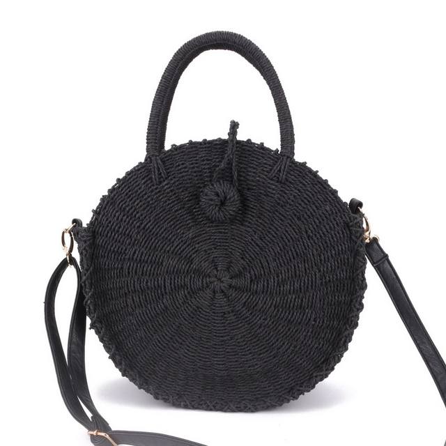 Woven Straw Round Crossbody Bag