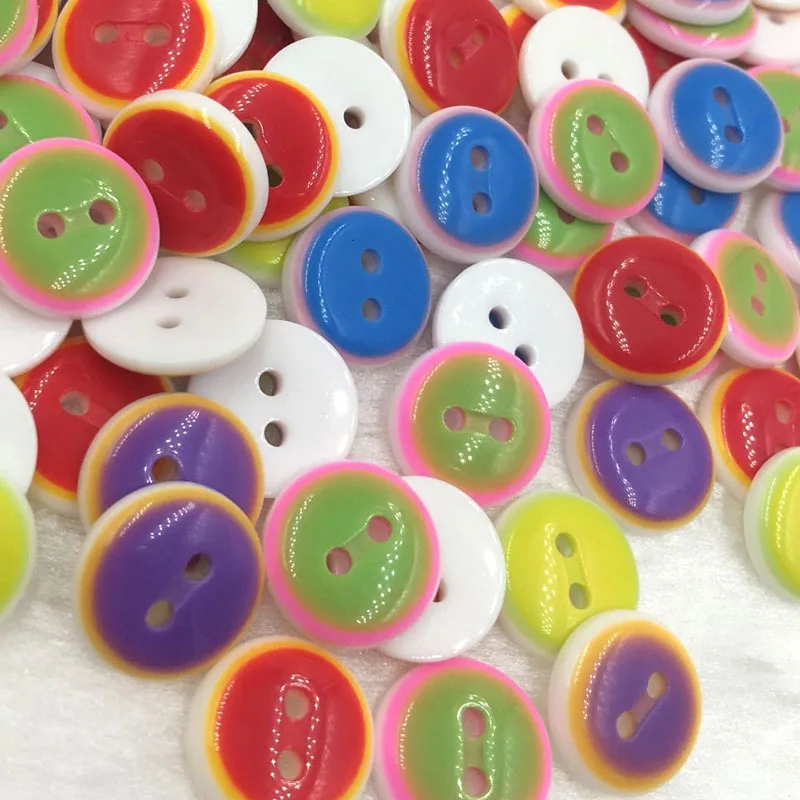 100pcs Plastic Round Buttons 2 Holes Craft Sewing Assorted PT137-in ...