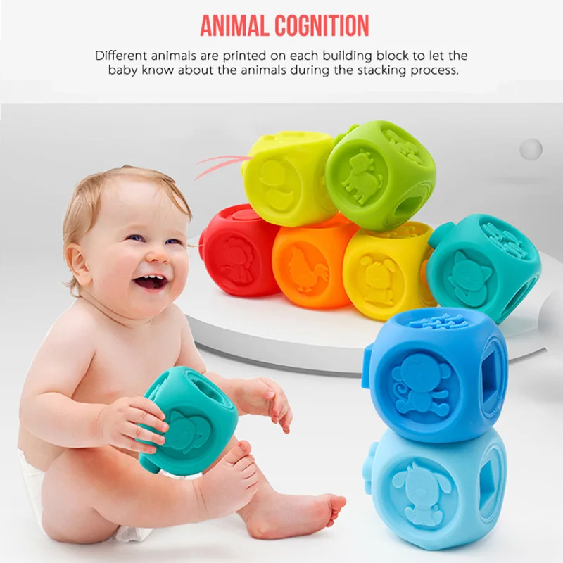 Baby Block Toys Gnaw Large Particles Of Wet & Soft Building Blocks Baby ...