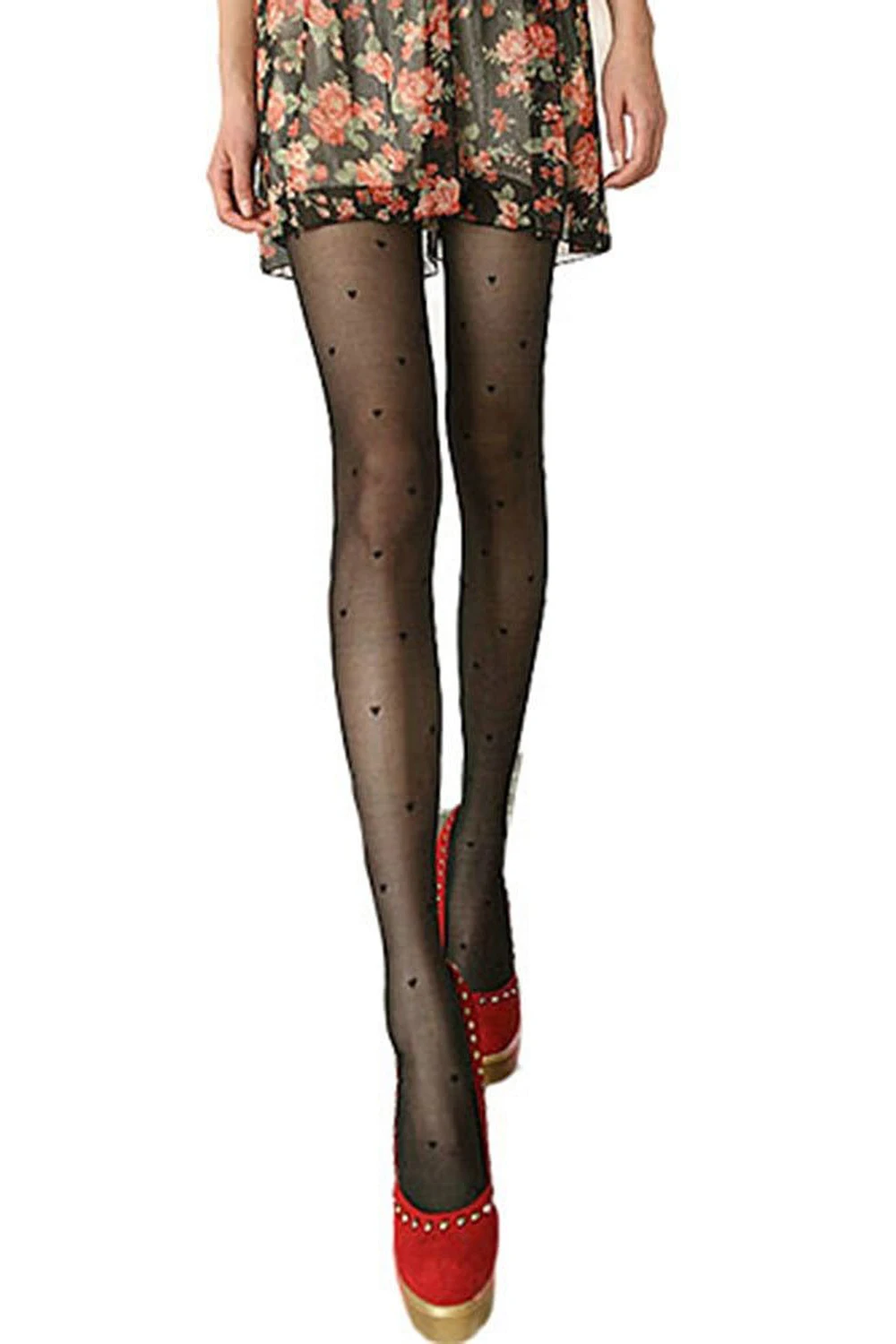 2017 NEW Women's Pretty Heart Pattern Pantyhose Tights Black|tights ...