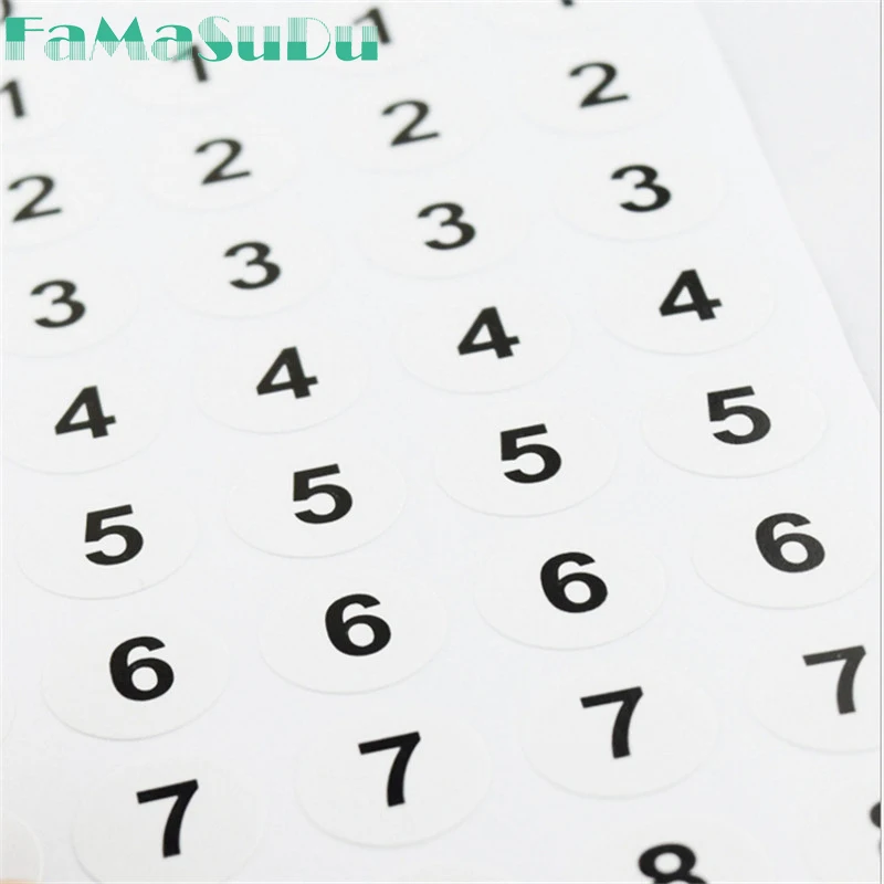 280pcs Numbered Sticker 0 9 Sequential White Small 1cm Round Circle ...