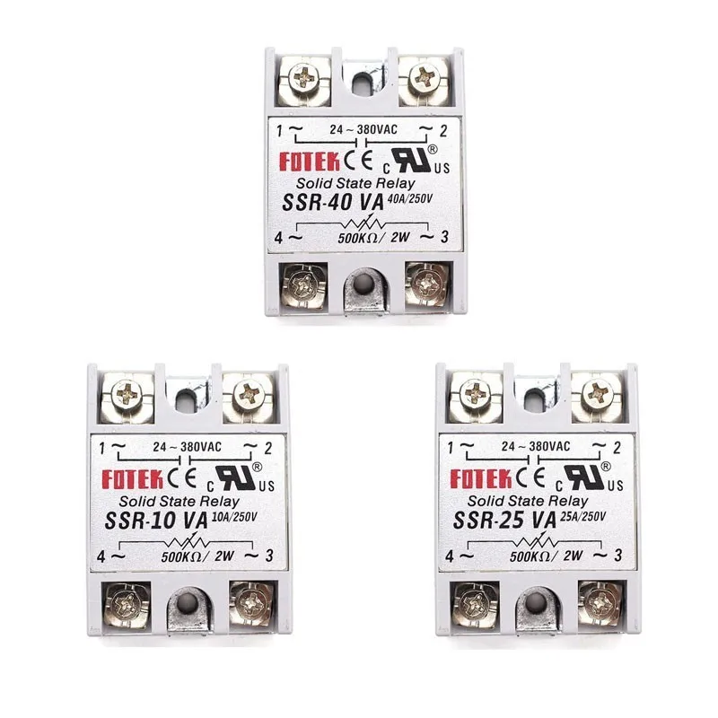 Solid State Relay 12v 24v SSR-10VA SSR-25VA SSR-40VA 10A 25A 40A Relais ...