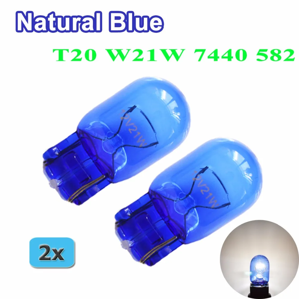 flytop (2 Pieces/Lot) 582 7440 T20 W21W XENON Natural Blue Glass 12V ...