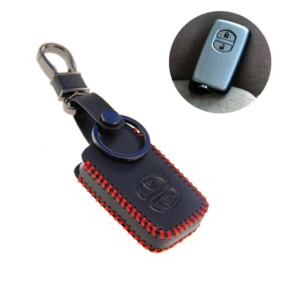 Black Leather car key case For Toyota CHR C HR 2017 Prius 2 buttons for ...